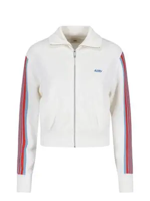AUTRY Zip-up Track Jacket With Sporty Stripes - White
