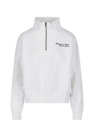 SPORTY & RICH Quarter Zip Sweater - White