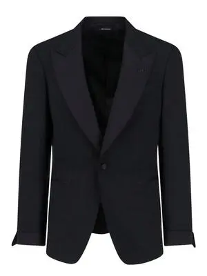 TOM FORD Single-breasted Tuxedo Blazer - Black