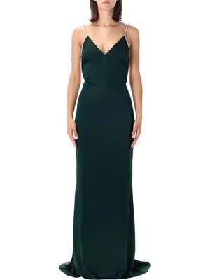TOM FORD TOM FORD Deep V-Neck Crystal-Embellished Evening Gown