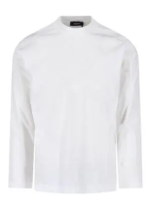 Herno Light & Natural Cotton T-shirt With Knit-edge Detail And Embroidery - White