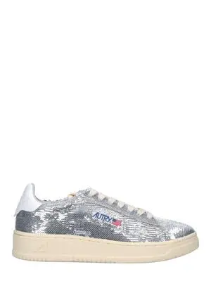 AUTRY Sneakers With Sequined Upper And Contrasting Details - Silver