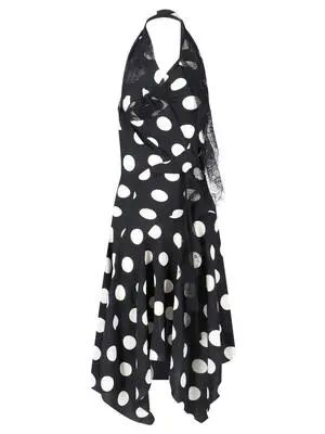 Junya Watanabe JUNYA WATANABE Polka Dot Halterneck Lace Overlay Dress Black