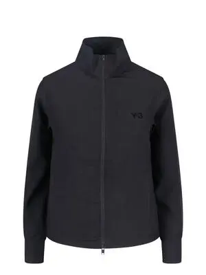 Y3 Recycled Polyester Zip-up Sweatshirt With Stand Collar - Black