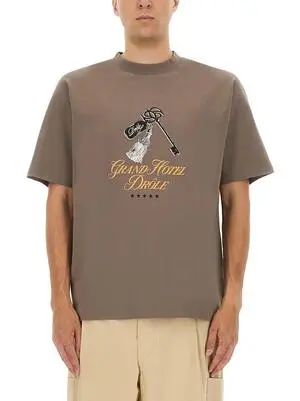 Drole De Monsieur Grand Hotel Print T-shirt - Grey