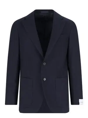 Caruso 100% Wool Tailored Jacket - Blue