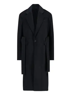 SETCHU Tailored Long Overcoat - Black