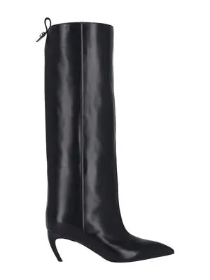 Attico Leather High Heel Pointed Toe Boots - Black