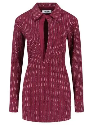 Attico Embellished Collared Dress - Red