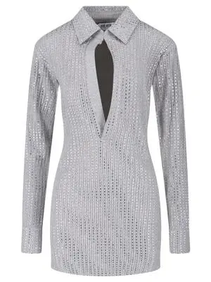 Attico Cotton Mini Dress - Grey