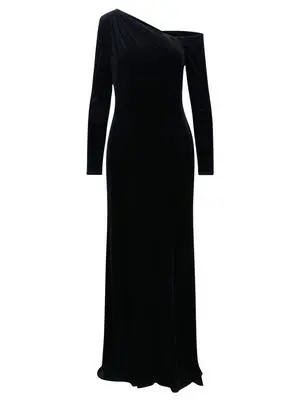Ralph Lauren Velvet One-shoulder Gown - Black