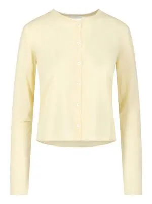 DUNST Crew Neck Modal-cotton Cardigan - Yellow
