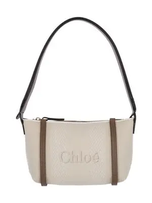 Chloé Mini Shoulder Bag In Calf Leather And Cotton - Beige