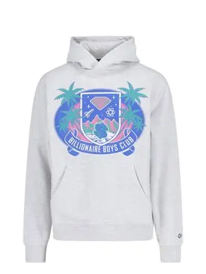 BILLIONAIRE Boys Club Graphic Print Cotton Hoodie - Grey