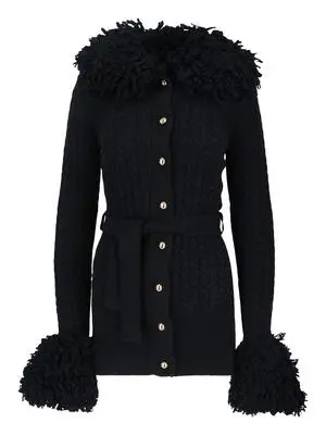 PATOU Knitted Cardigan With Embellished Collar And Cuffs - Black