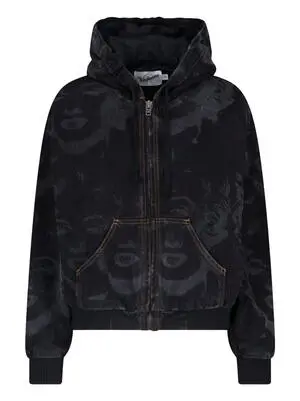 Vaquera Graphic Zip-front Hooded Jacket - Black