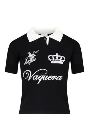 Vaquera Sleek V-neck T-shirt In Soft Viscose Jersey - Black
