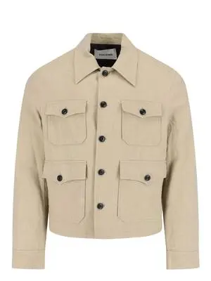 TONYWACK Lightweight Linen-cotton Blend Jacket With Classic Collar - Beige