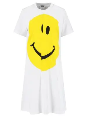 Moschino Graphic Smiley Face T-shirt Dress - White