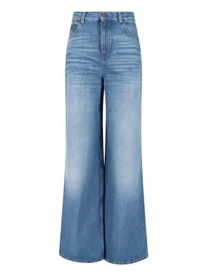 Chloé Denim Jacket With Leather Patch Accents - Blue