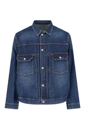 Sacai 100% Cotton Contrast-trim Jacket - Blue