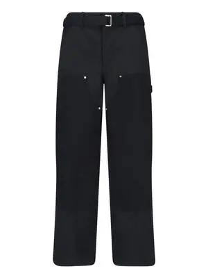 Sacai Wool-blend Tailored Trousers With Cotton Details - Black