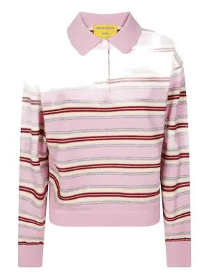Guest In Residence Striped Cashmere Polo - Rosa