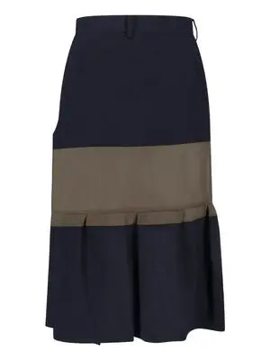 Sacai Wool Asymmetric Skirt With Cupro Lining - Blue