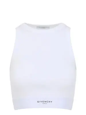 Givenchy Ribbed Cotton Blend Crop Top - White