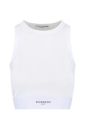 Givenchy Ribbed Cotton Blend Crop Top - White