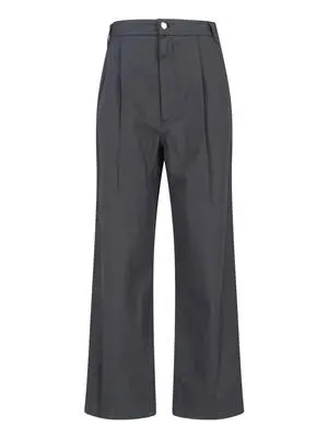 LOW CLASSIC Low Rise Cotton Tailored Trousers - Grey