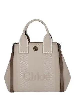 Chloé Natural Cotton Tote Bag With Calf Leather Details - White