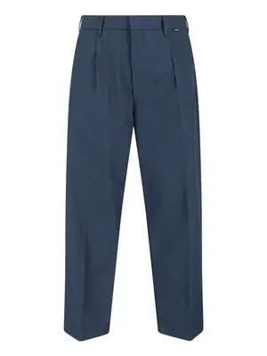 Closed Pleated Cotton Trousers - Blue