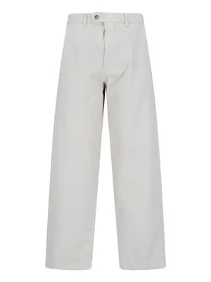 Closed Pleated Cotton Trousers - Grey