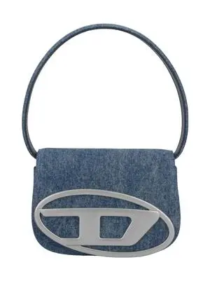 DIESEL® Denim Shoulder Bag With Leather Trim - Blue
