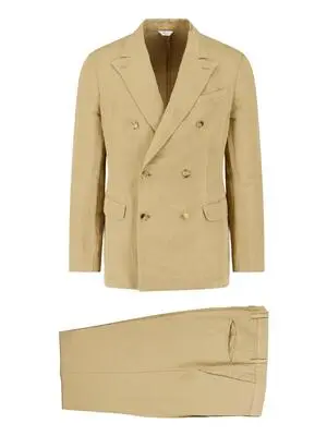 Boglioli Double-breasted Linen Suit Set - Beige
