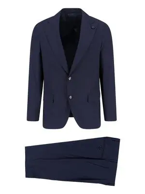 LARDINI Wool-blend Stretch Dress Pants - Blue