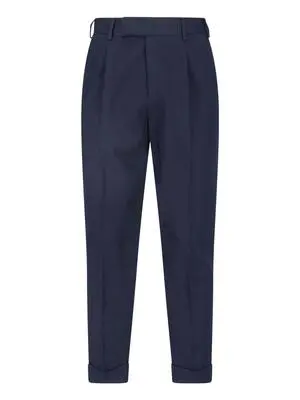 PT TORINO Pleated Tapered Dress Pants - Blue