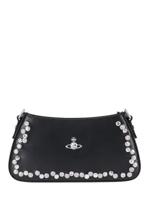 VIVIENNE WESTWOOD Leather Shoulder Bag With Studded Embellishments - Black