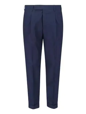 PT TORINO Tailored Cotton-wool Trousers - Blue