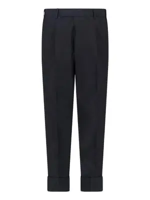 PT TORINO Pleated Cuff Hem Trousers - Black