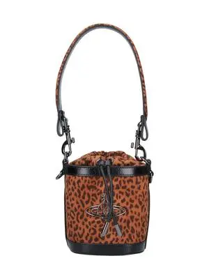 VIVIENNE WESTWOOD Leopard Print Leather Bucket Bag - Brown