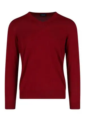 DRUMOHR V-neck Fine Knit Sweater - Red