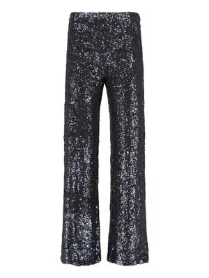 PAROSH Embellished Sequined Stretch Trousers - Brown