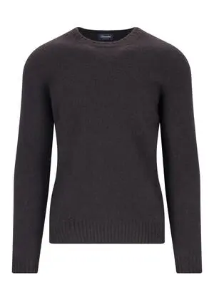 DRUMOHR 100% Lambswool Crewneck Sweater - Brown