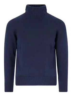 DRUMOHR 100% Cashmere Turtleneck Sweater - Blue