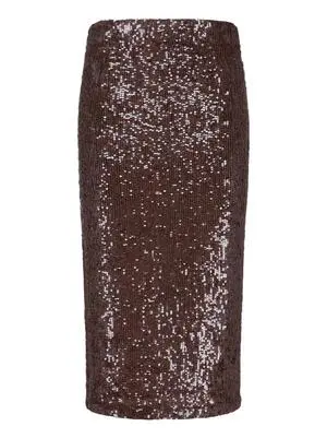 PAROSH Sequin Mini Skirt - Brown