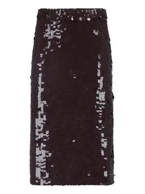 PAROSH Sequin Pencil Skirt - Brown