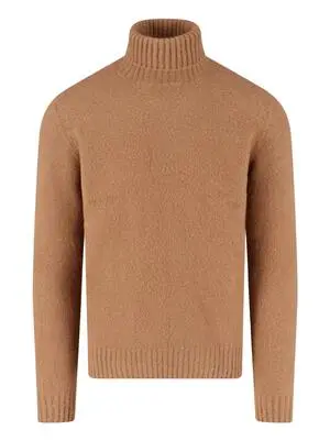DRUMOHR 100% Lambswool Crewneck Sweater - Brown