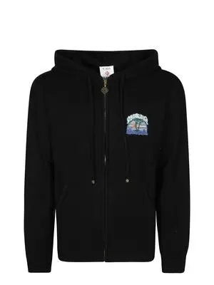Casablanca 100% Wool Zip-up Sweatshirt - Nero